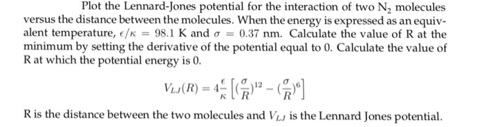 Solved Plot the Lennard-Jones potential for the interaction | Chegg.com