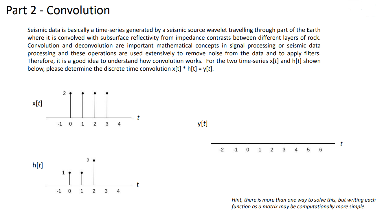 Solved Seismic Data Is Basically A Time Series Generated By