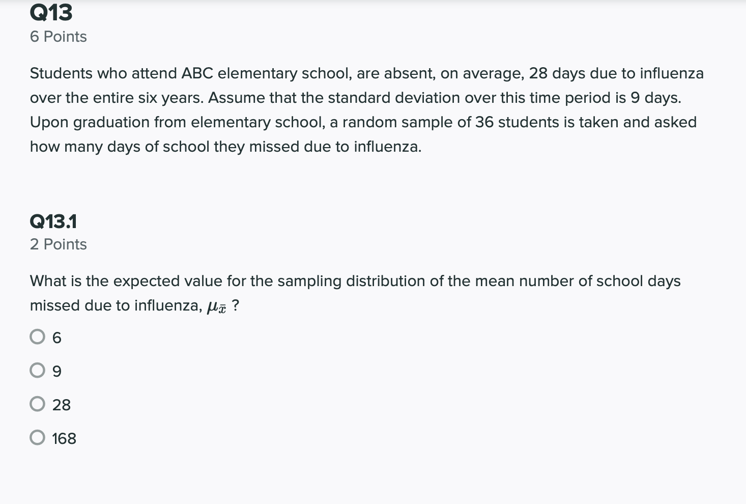 Solved Q13 6 Points Students who attend ABC elementary | Chegg.com