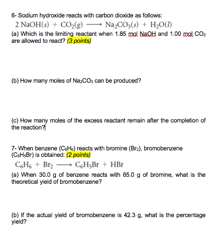 Solved 6- Sodium hydroxide reacts with carbon dioxide as | Chegg.com