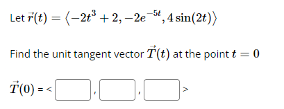Solved Let r(t)= −2t3+2,−2e−5t,4sin(2t) Find the unit | Chegg.com