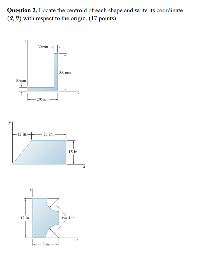 Solved Question 2. Locate the centroid of each shape and | Chegg.com