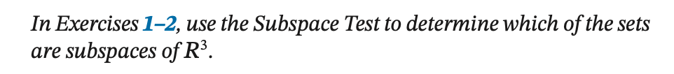 Solved In Exercises 1-2, use the Subspace Test to determine | Chegg.com