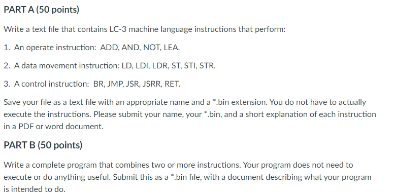 Solved PART A (50 points) Write a text file that contains | Chegg.com