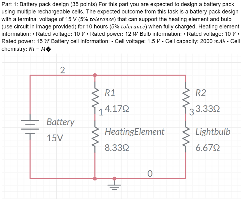 Solved Part 1: Battery pack design (35 points) For this part | Chegg.com
