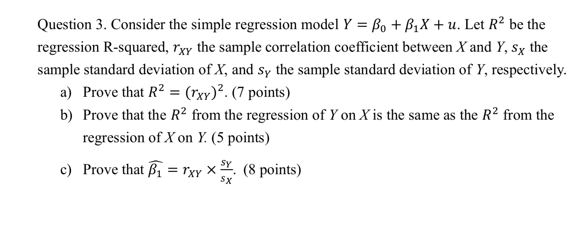 Solved Question 3. Consider the simple regression model | Chegg.com