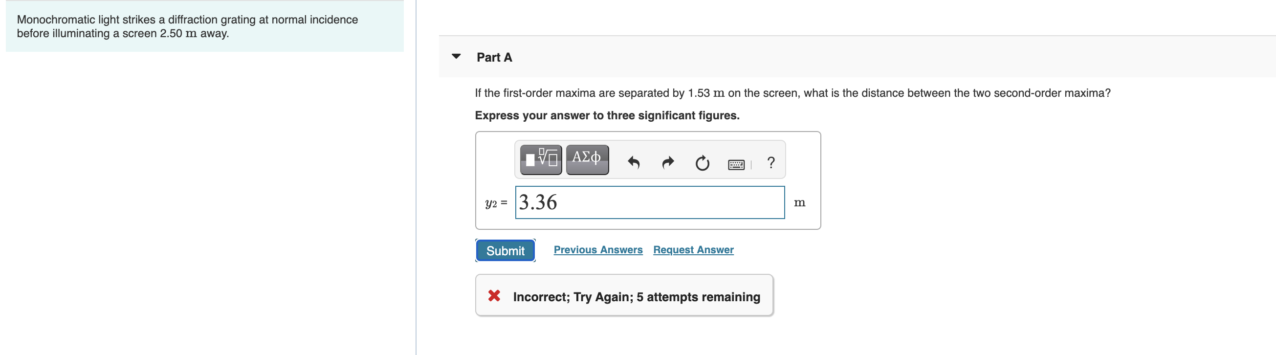 Solved Monochromatic Light Strikes A Diffraction Grating At