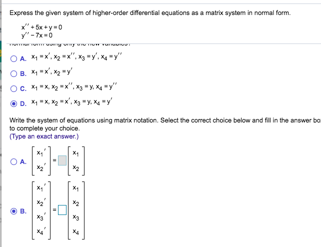 Solved Express the given system of higher-order | Chegg.com