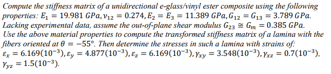 Solved Compute the stiffness matrix of a unidirectional | Chegg.com