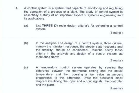 Solved A control system is a system that capable of | Chegg.com