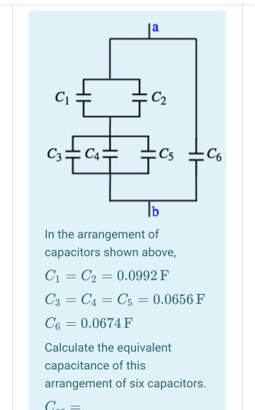 Solved C1 C2 C3 C4 C5 C6 In the arrangement of capacitors | Chegg.com