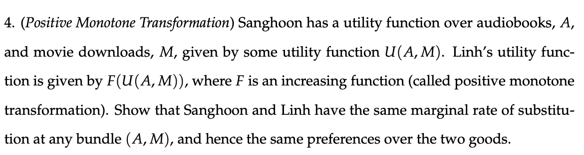 Solved 4 Positive Monotone Transformation Sanghoon Has A