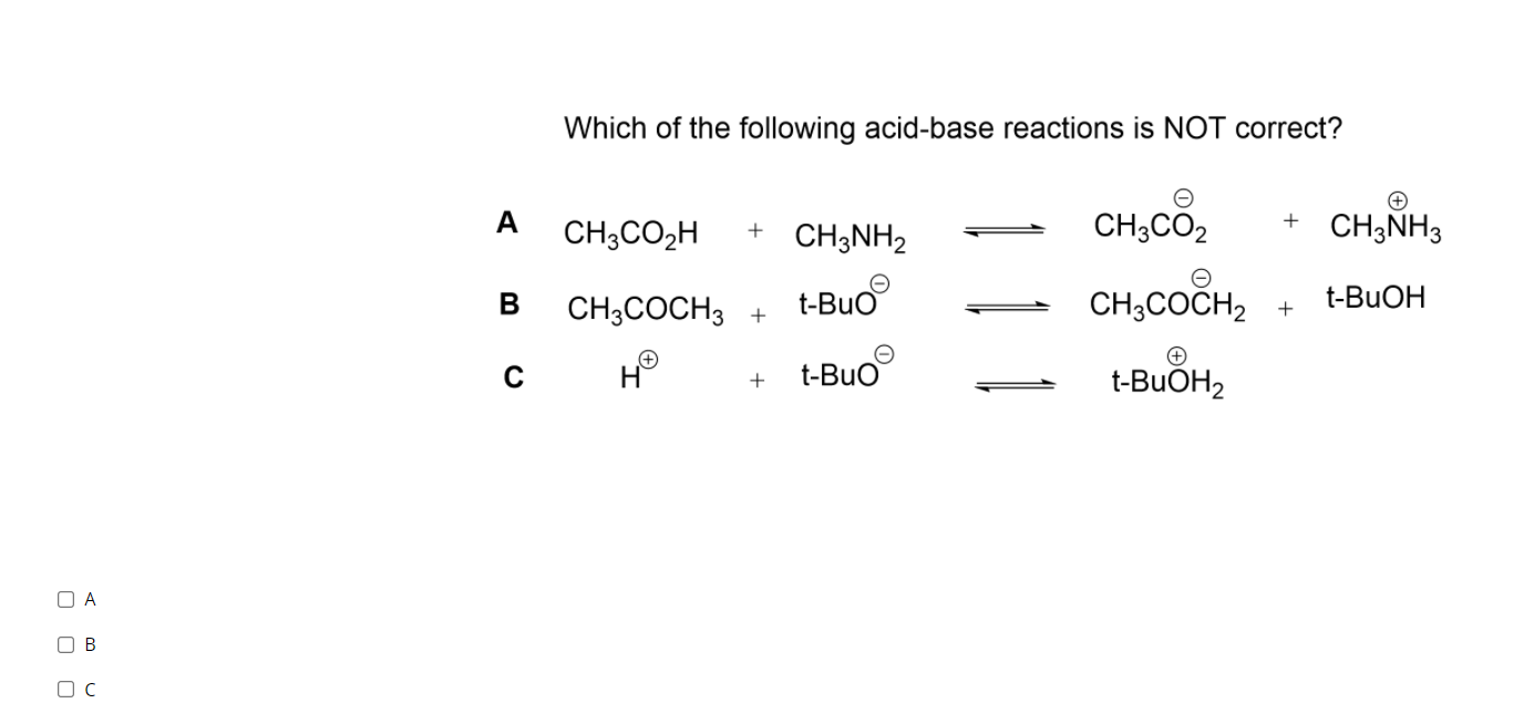 Solved Which of the following acid-base reactions is NOT | Chegg.com