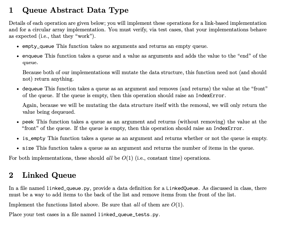 Solved use the given outlines below for linked_queue.py and | Chegg.com