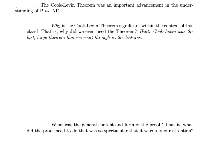 Solved The Cook-Levin Theorem was an important advancement | Chegg.com