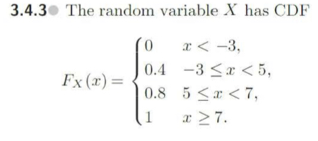 Solved 3.4.3 The random variable X has CDF Fx(x) = (0 J 0.4 | Chegg.com