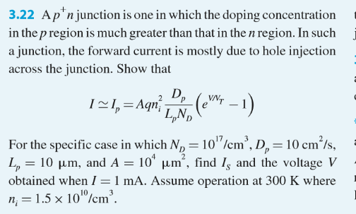 Solved 3.22 Ap'n junction is one in which the doping | Chegg.com