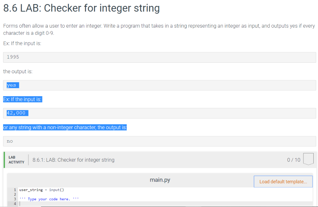 Solved: 8.6 LAB: Checker For Integer String Forms Often Al... | Chegg.com