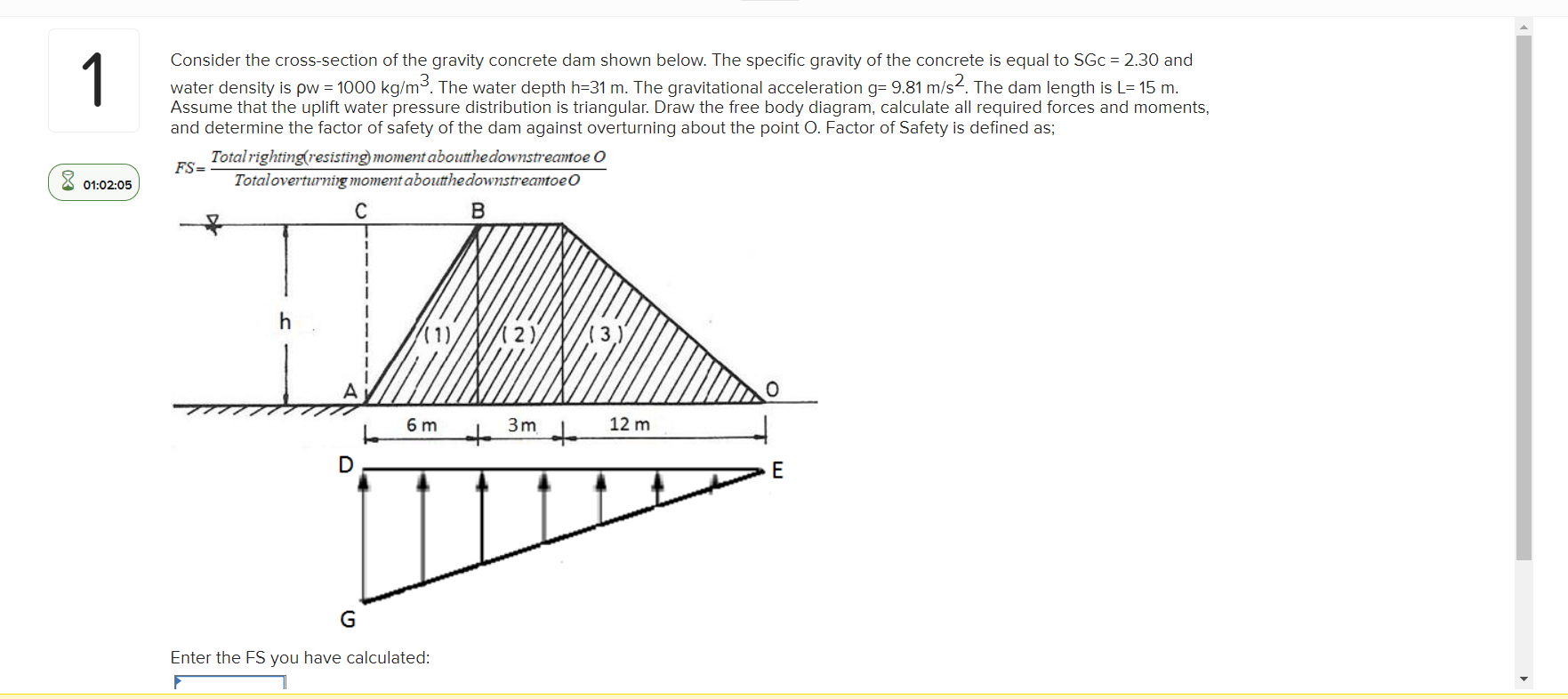 Solved Consider the cross-section of the gravity concrete | Chegg.com