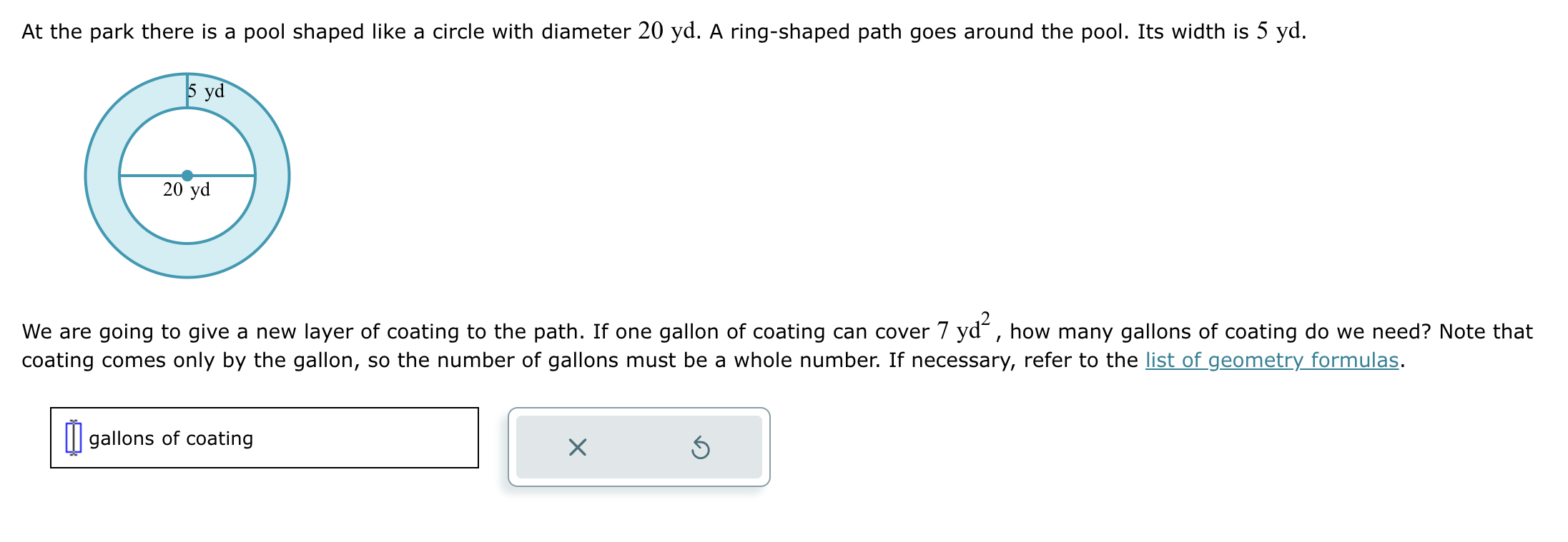 Solved At the park there is a pool shaped like a circle with | Chegg.com