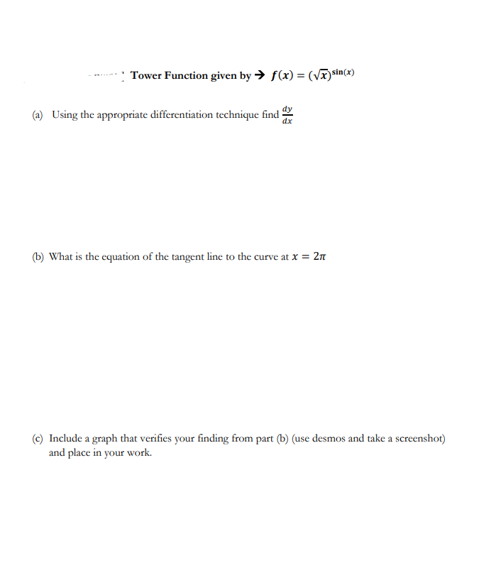 Solved Tower Function given by →f(x)=(x)sin(x) (a) Using the | Chegg.com