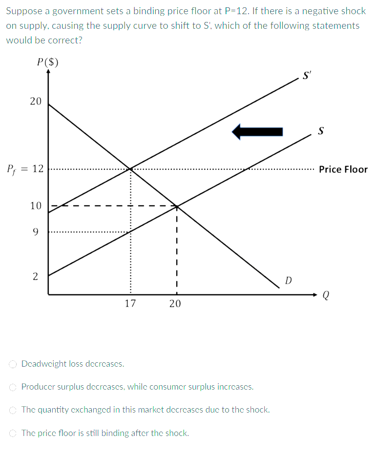 Solved Suppose a government sets a binding price floor at | Chegg.com
