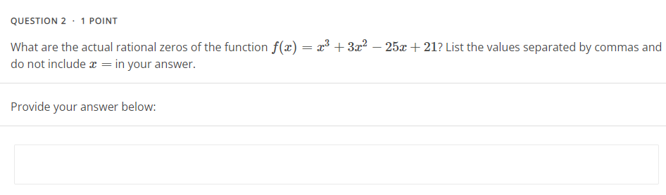 Solved What Are The Actual Rational Zeros Of The Function