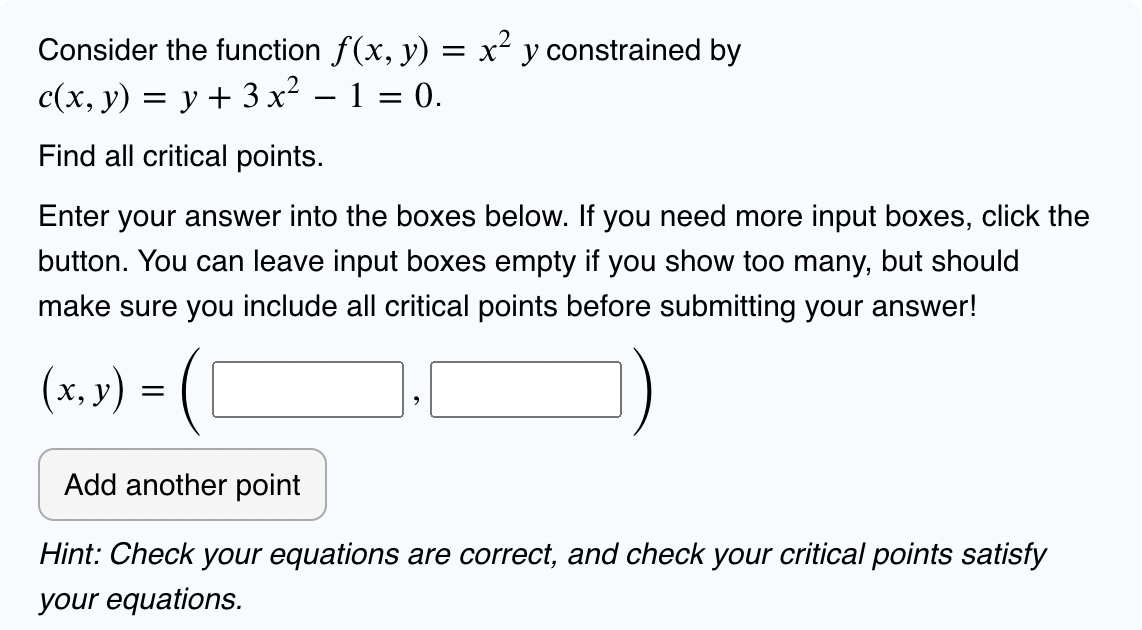 Solved Consider the function f(x,y)=x2y constrained by | Chegg.com