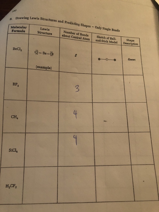 Solved g Lewis Structures and Predicting Shapes- Only Single | Chegg.com