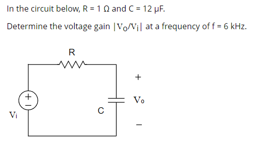 Solved In the circuit below, R = 1 and C = 12 uF. Determine | Chegg.com