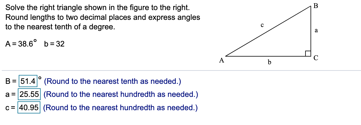 Solved B Solve the right triangle shown in the figure to the | Chegg.com