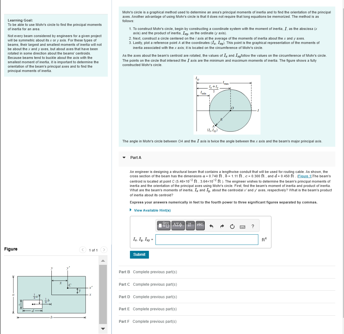 Solved Learning Goal:To be able to use Mohr's circle to find | Chegg.com