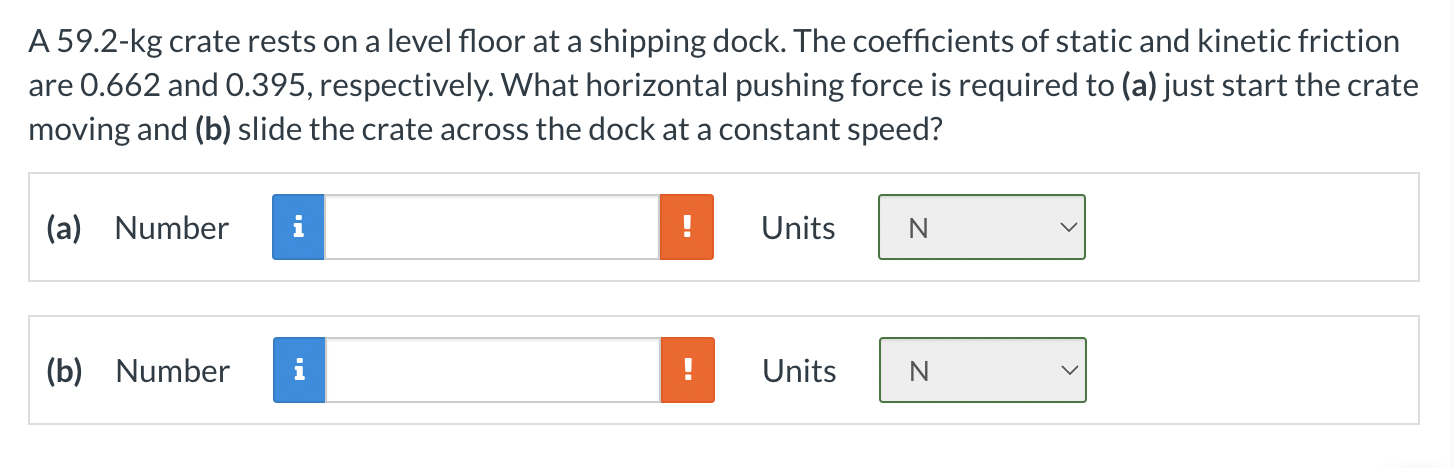 Solved A 59.2-kg crate rests on a level floor at a shipping | Chegg.com