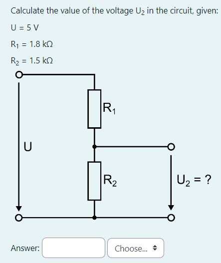 Solved Calculate the value of the voltage U2 ﻿in the | Chegg.com