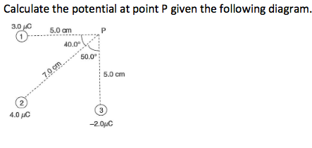Solved Calculate the potential at point P given the | Chegg.com