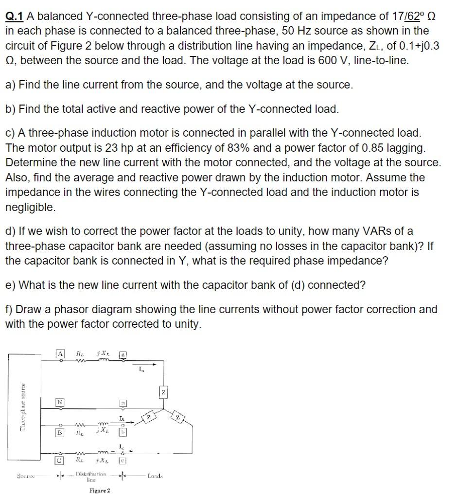 Solved in each phase is connected to a balanced three-phase, | Chegg.com
