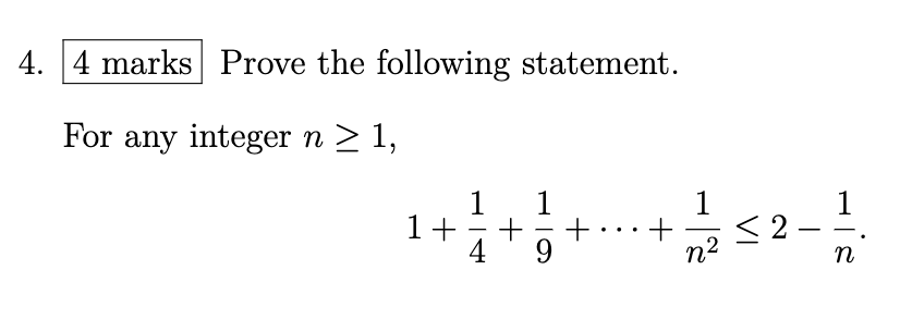 Solved Prove the following statement. For any integer n≥1, | Chegg.com