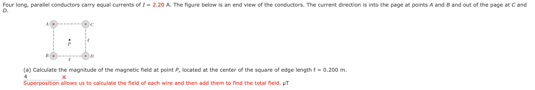 Solved Four long, parallel conductors carry equal currents | Chegg.com