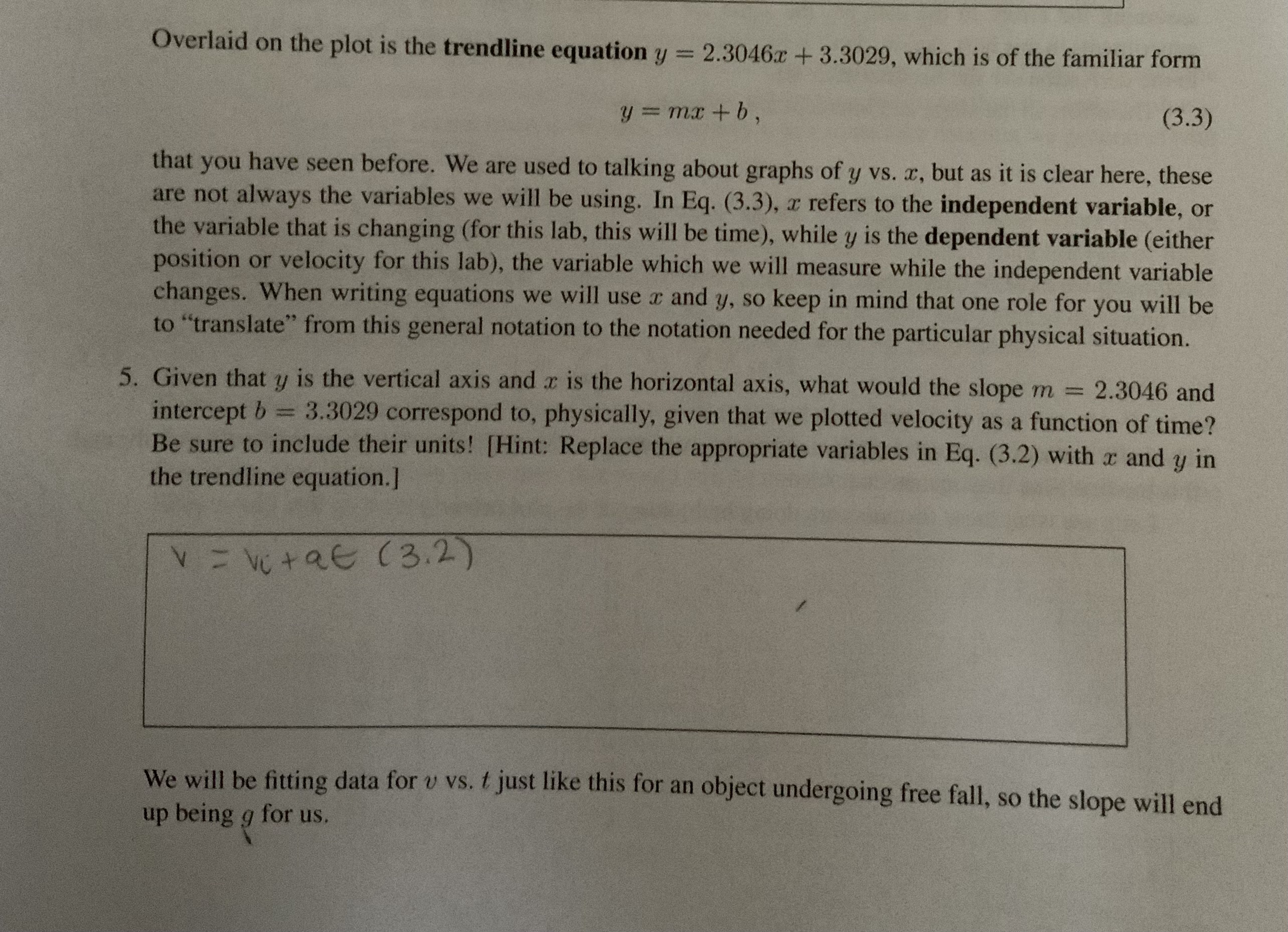 Solved Overlaid on the plot is the trendline equation | Chegg.com