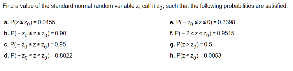 Solved Find a value of the standard normal random variable | Chegg.com