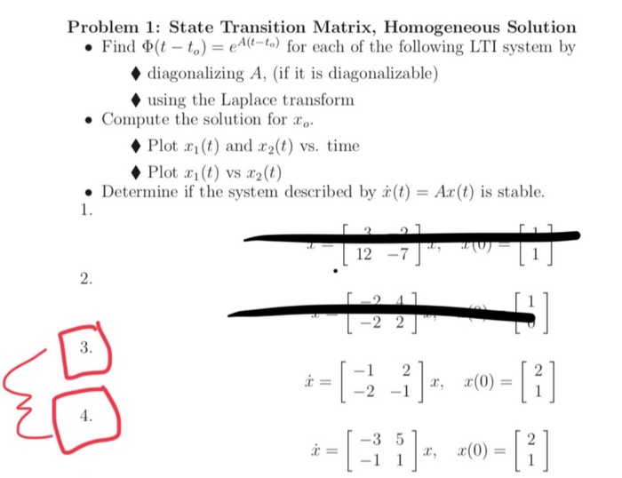 Solved Problem 1 State Transition Matrix Homogeneous