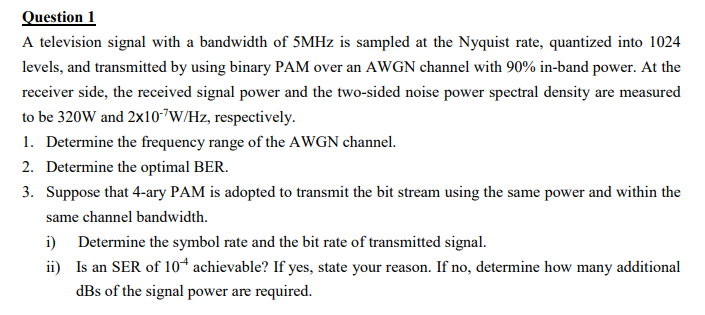 4-ary PAM(pulse amplitude modulation): Each waveform | Chegg.com
