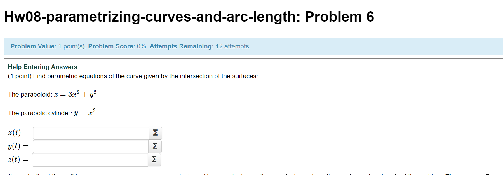Solved Hw08 Parametrizing Curves And Arc Length Problem 6