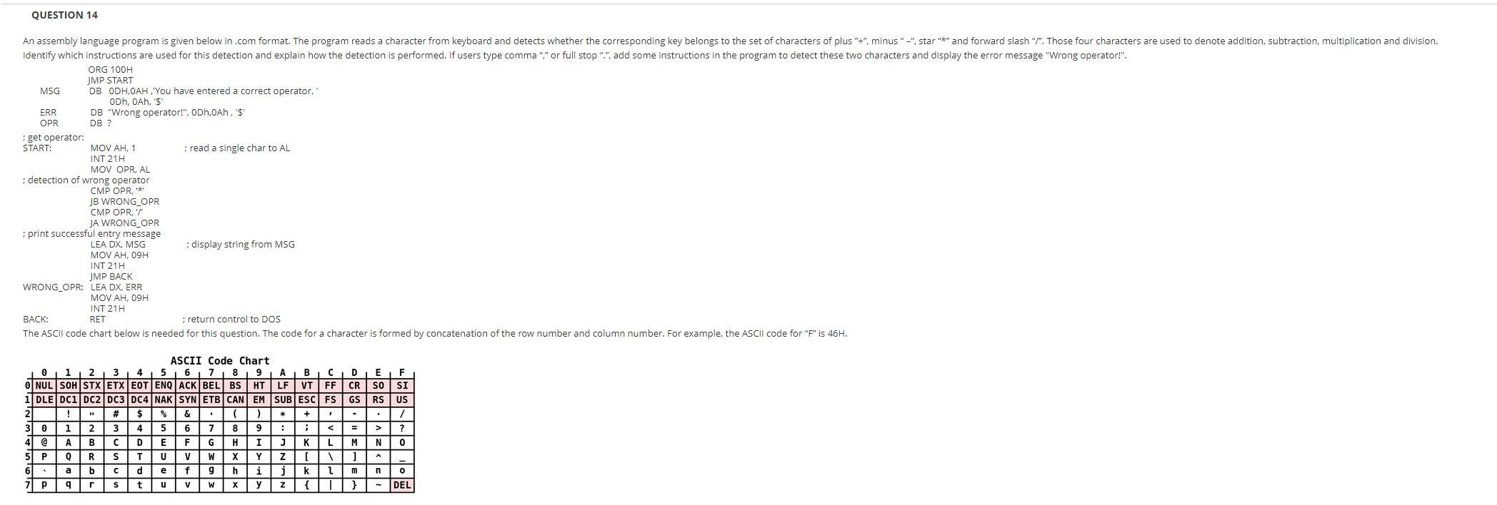 Solved QUESTION 14 An assembly language program is given | Chegg.com
