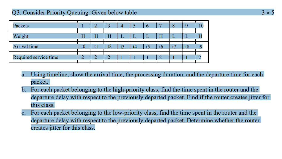 Solved a. Using timeline, show the arrival time, the | Chegg.com