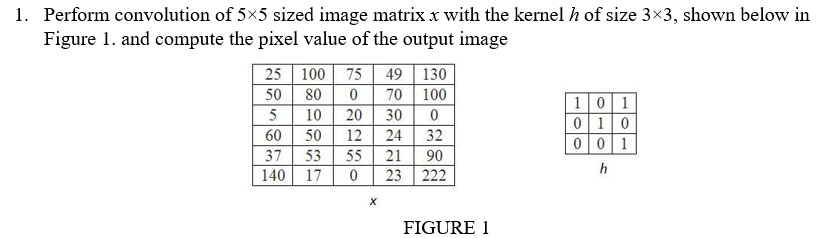 Solved 1. Perform convolution of 5×5 sized image matrix x | Chegg.com