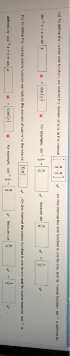 Solved (a) To define the inverse sine function, we restrict | Chegg.com