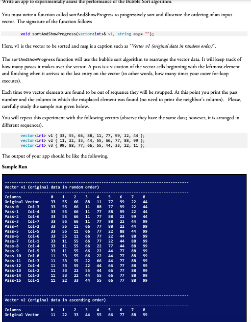 Solved Write an app to experimentally assess the performance | Chegg.com