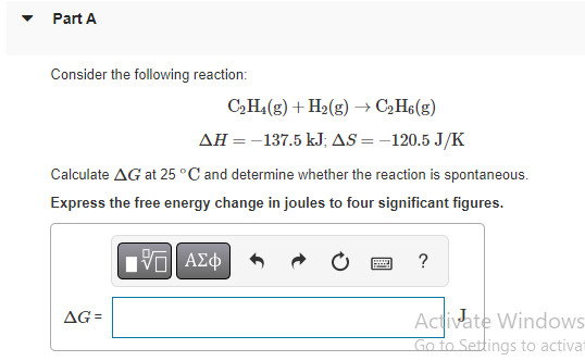 Solved Consider the following reaction: C2H4( g)+H2( | Chegg.com