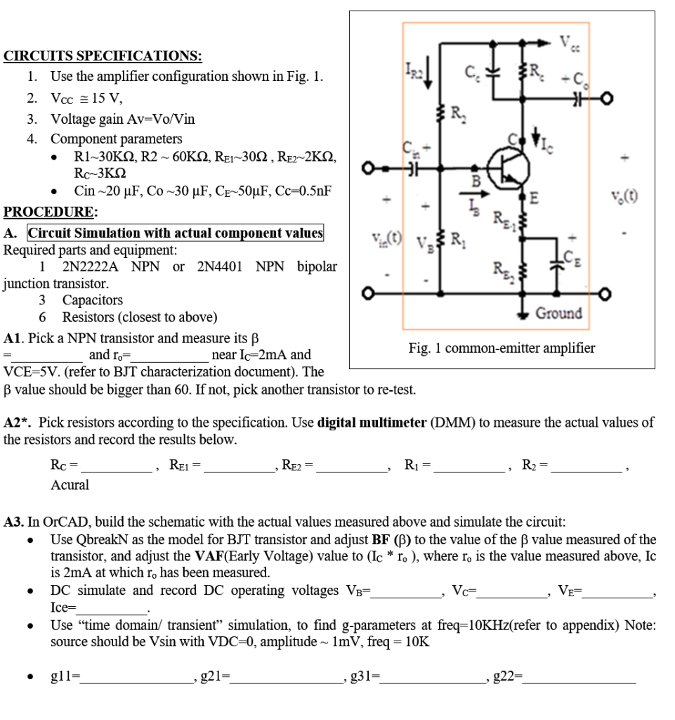V CIRCUITS SPECIFICATIONS: 1. Use the | Chegg.com
